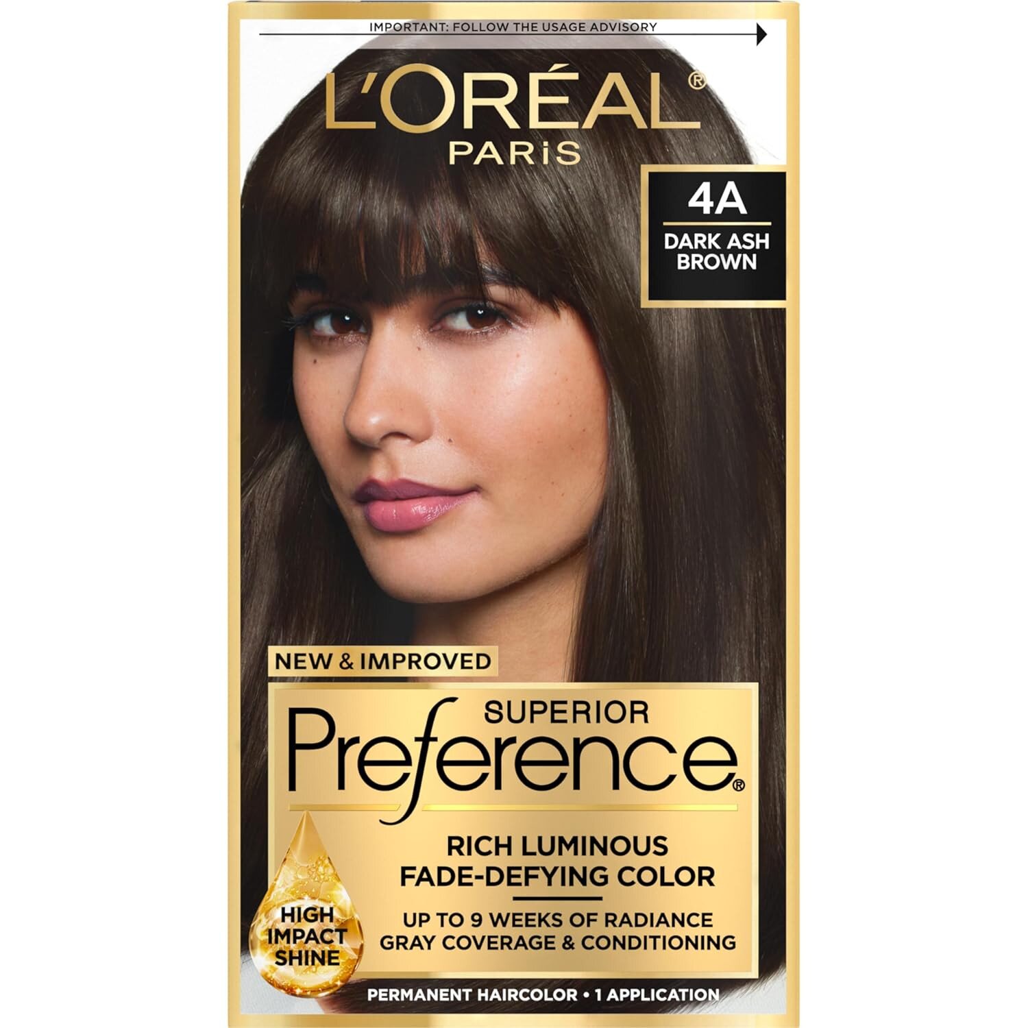 Order L'Oreal Paris Fade-Defying Shine Permanent Hair Color - 4A Dark ...